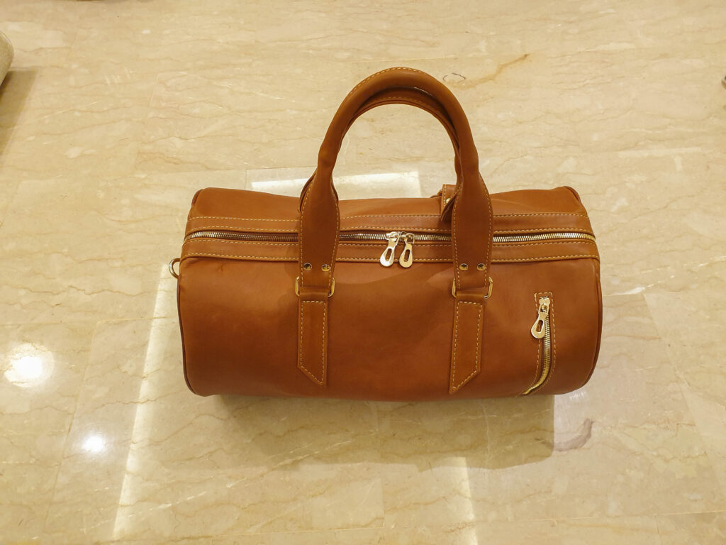 Full-Grain Leather Travel Bag "Barrel" - Ebazar